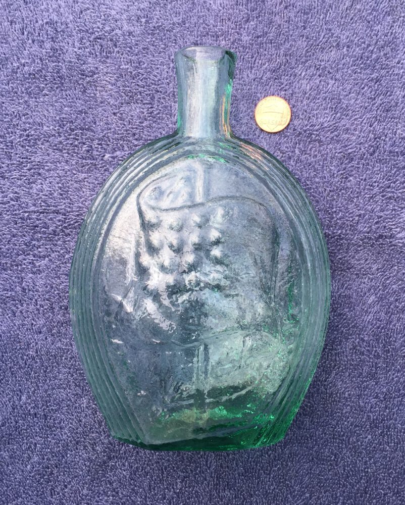 Flag & Eagle Glass Flask - Old Militaria