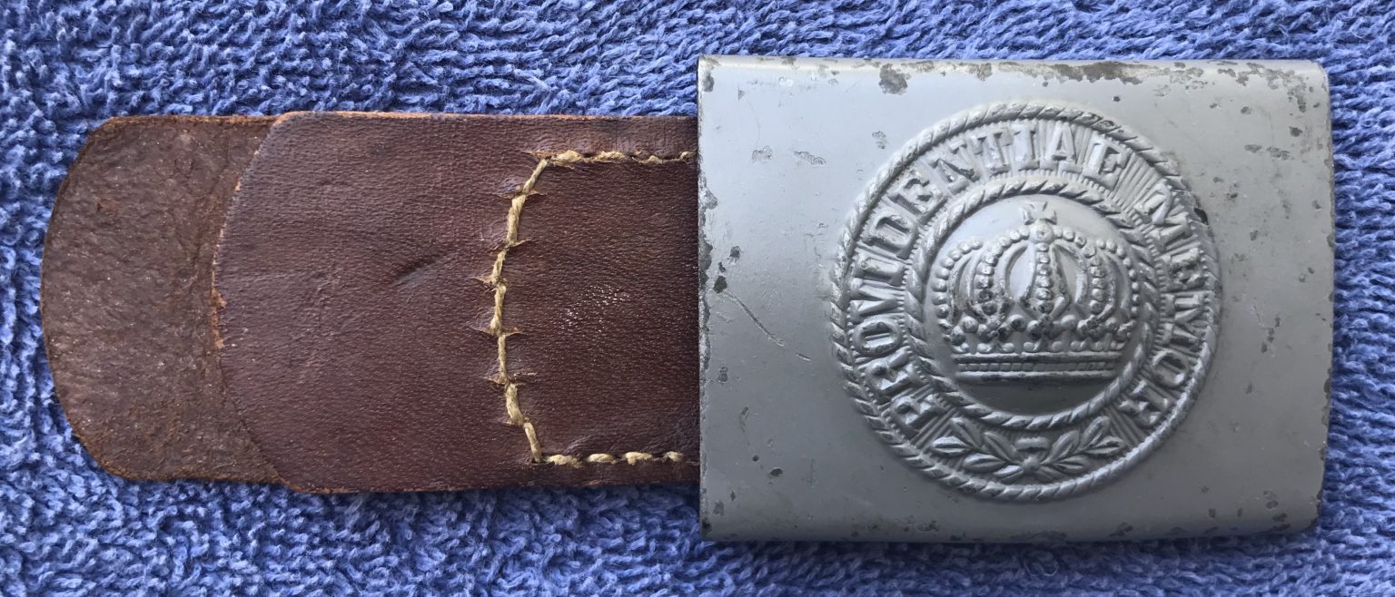 Saxony WW1 Buckle With Leather Tab - Old Militaria